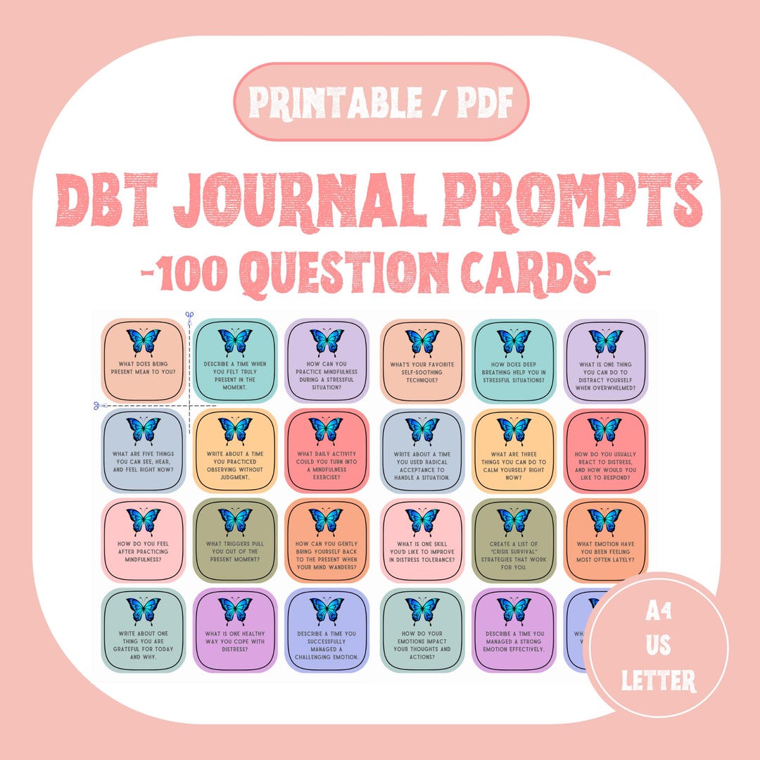DBT Journal Prompts: 100 Self-reflection Cards (digital Download) - Etsy