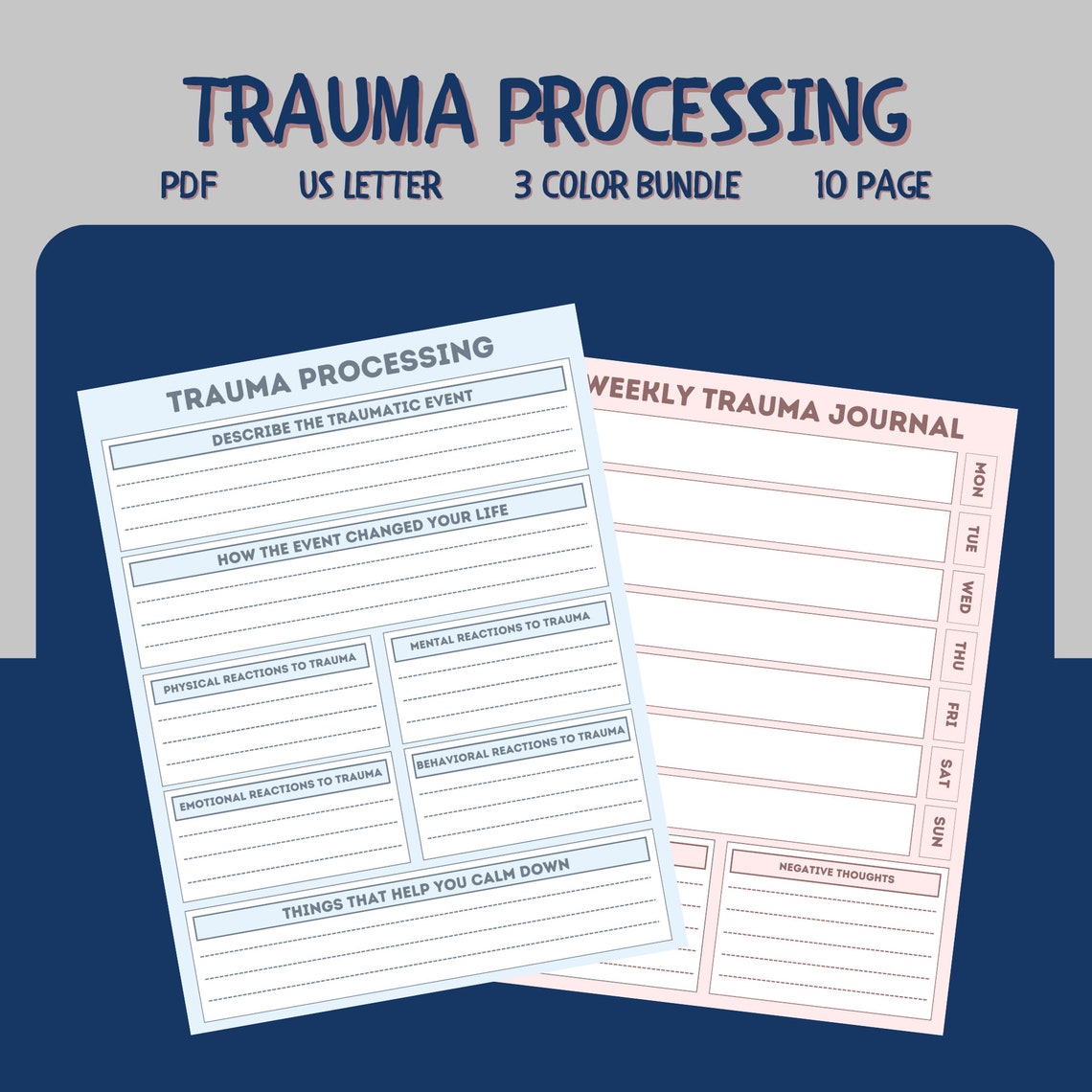 Trauma Processing Journal I 3 Color Bundle I Daily Thought Processing ...