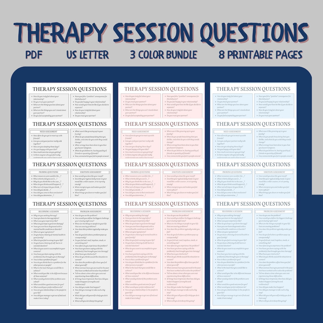 Therapy Session Questions Bundle, Therapy Counseling Notes Template ...