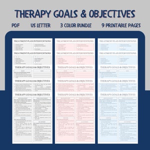 Therapy Goals and Objectives Bundle, Clinical Therapy Notes, Therapist ...