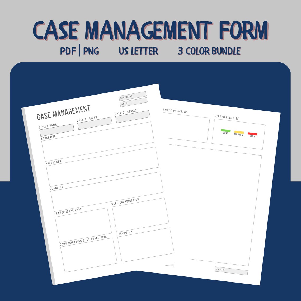 Case Management Form: Client Documentation, Social Worker Tools (PDF ...