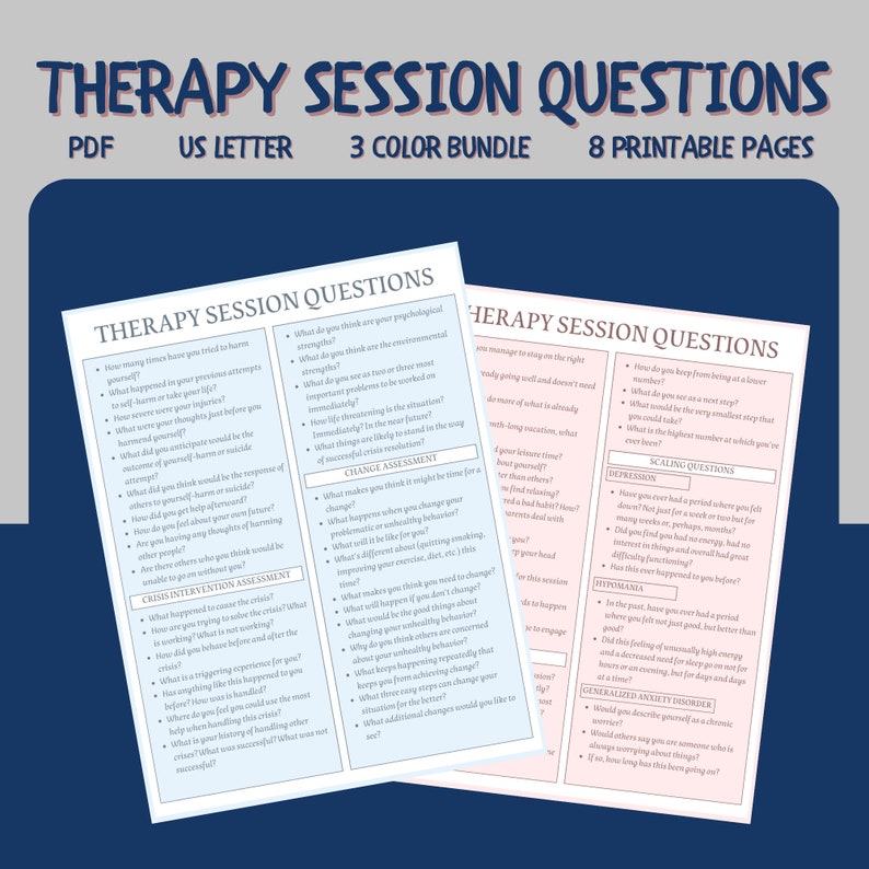 Therapy Session Questions Bundle: Clinical Tools & Notes (PDF) - Etsy