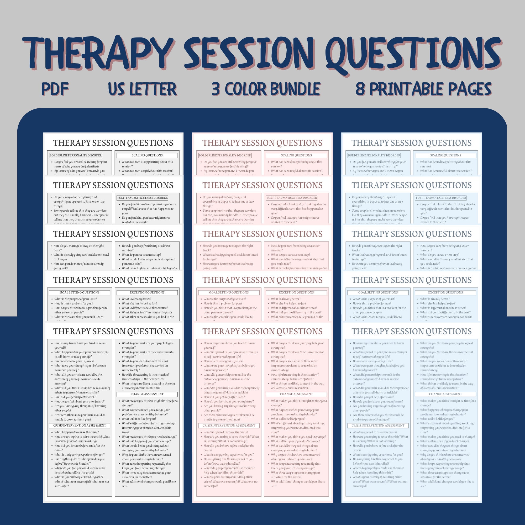 Therapy Session Questions Bundle: Clinical Tools & Notes (PDF) - Etsy