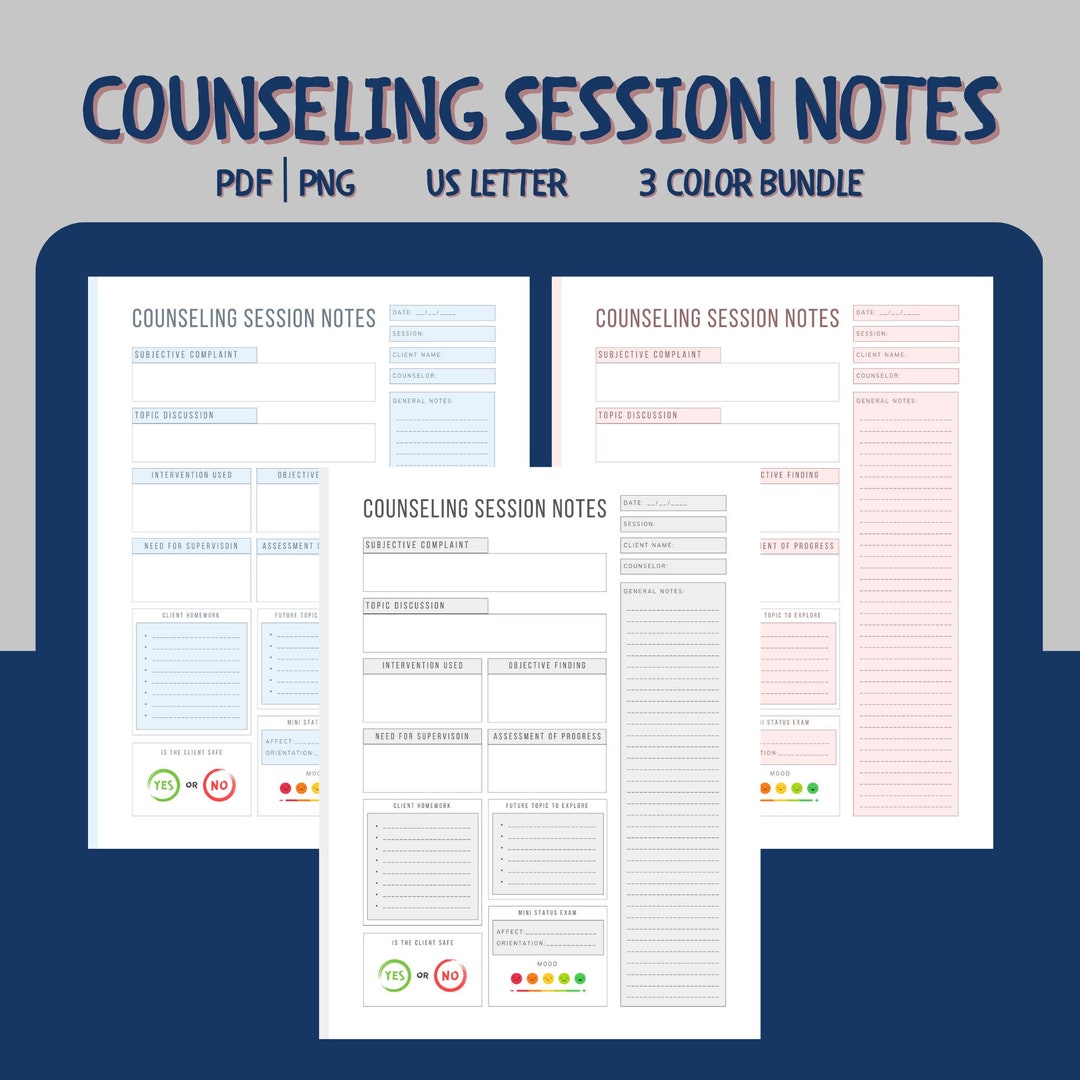 Counseling Session Notes Template: Therapist Printable (PDF/PNG) - Etsy