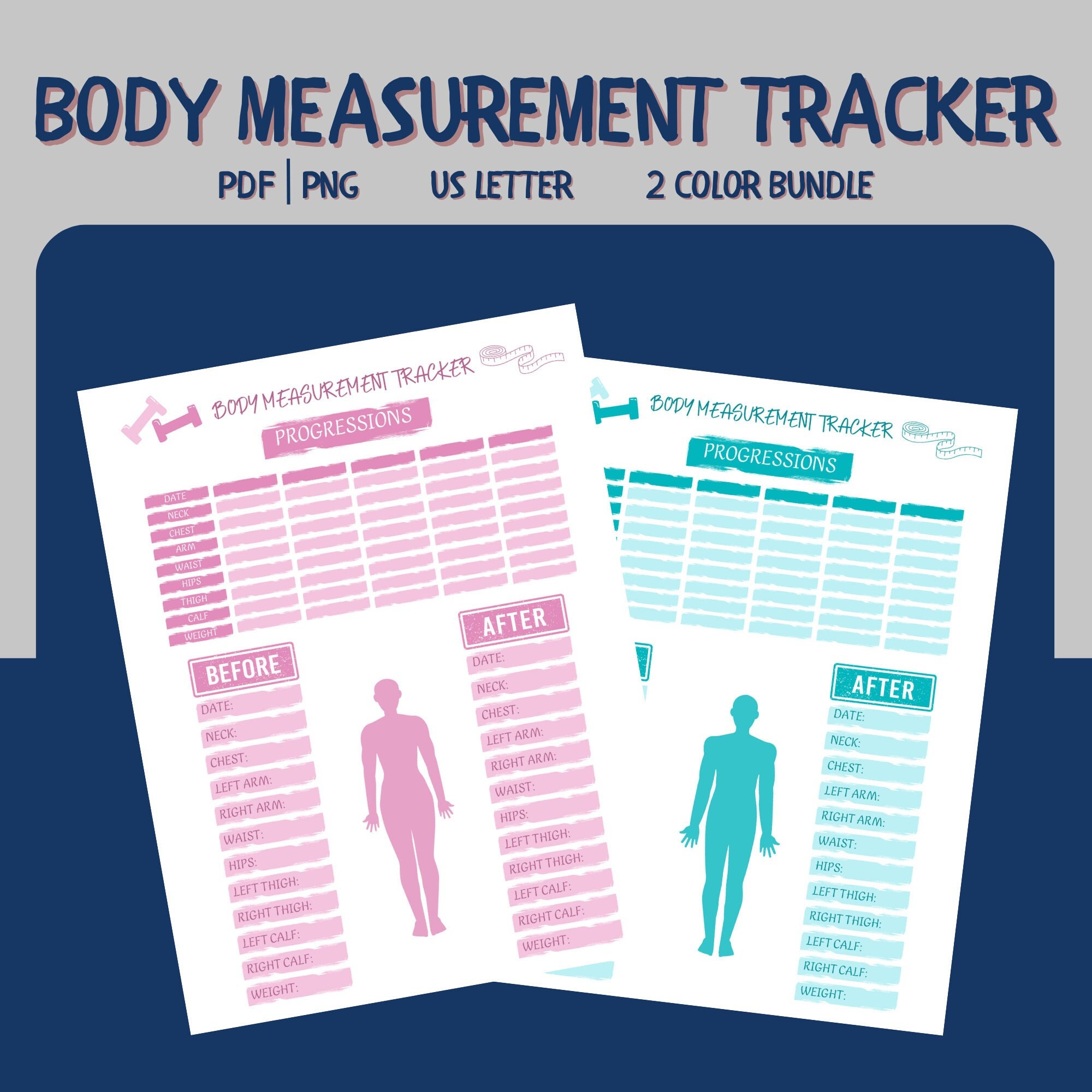 Body Measurement Tracker, Weight Loss Tracker, Printable Body ...
