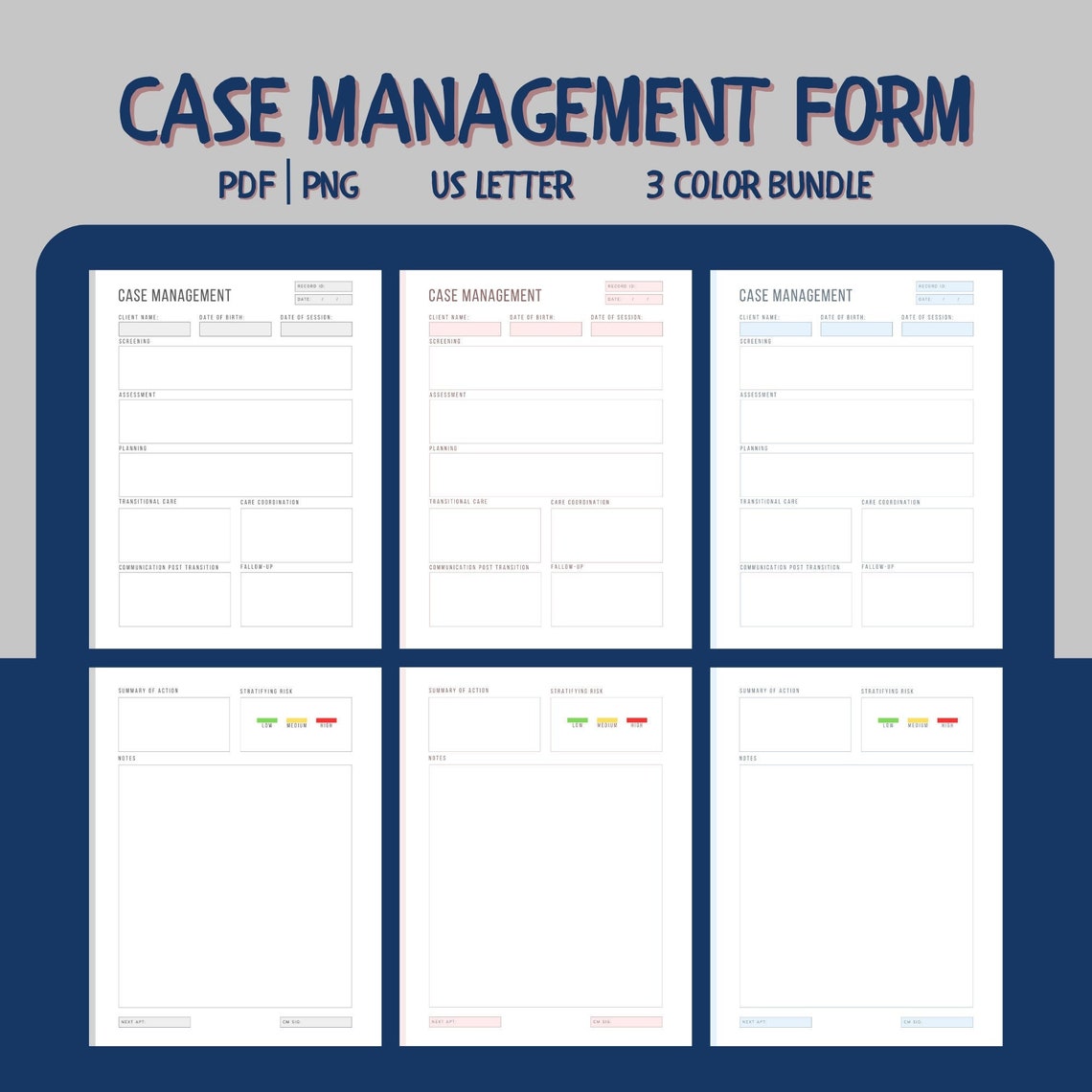 Case Management Form: Client Documentation, Social Worker Tools (PDF ...