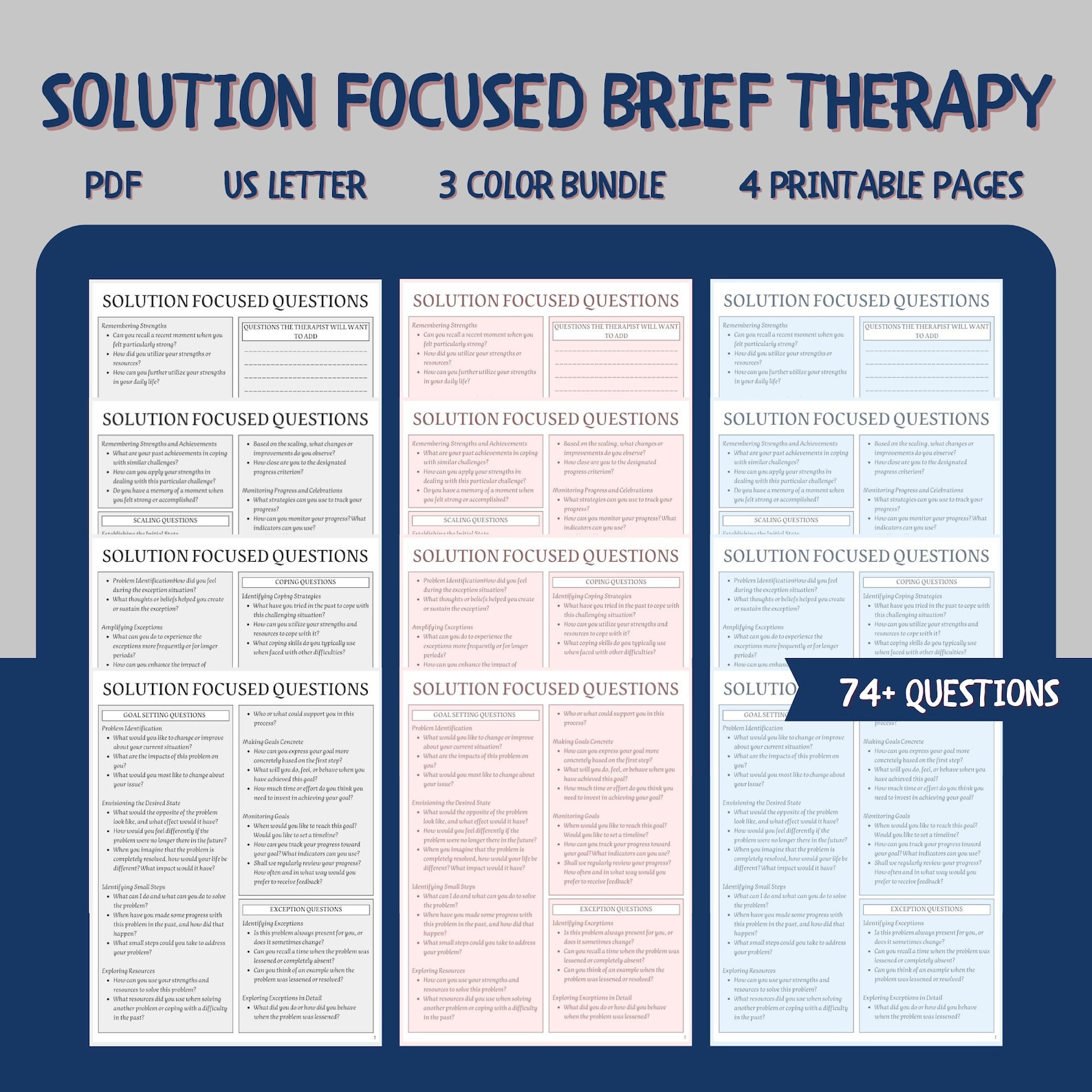 Solution Focused Therapy Questions Cheat Sheet (PDF) - Etsy