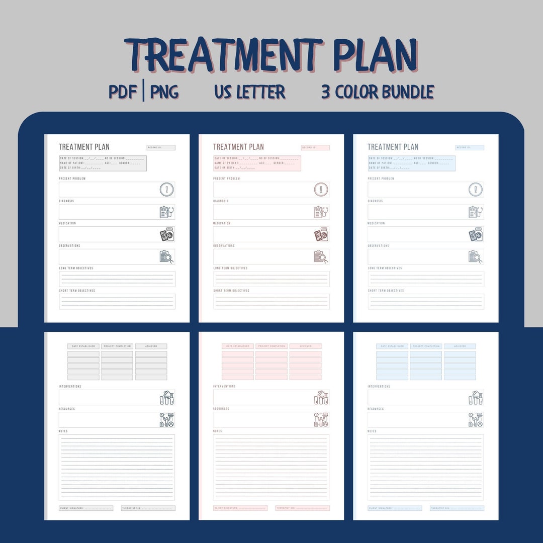Treatment Plan for Therapist I 3 Color Bundle I Psychotherapy, Private ...