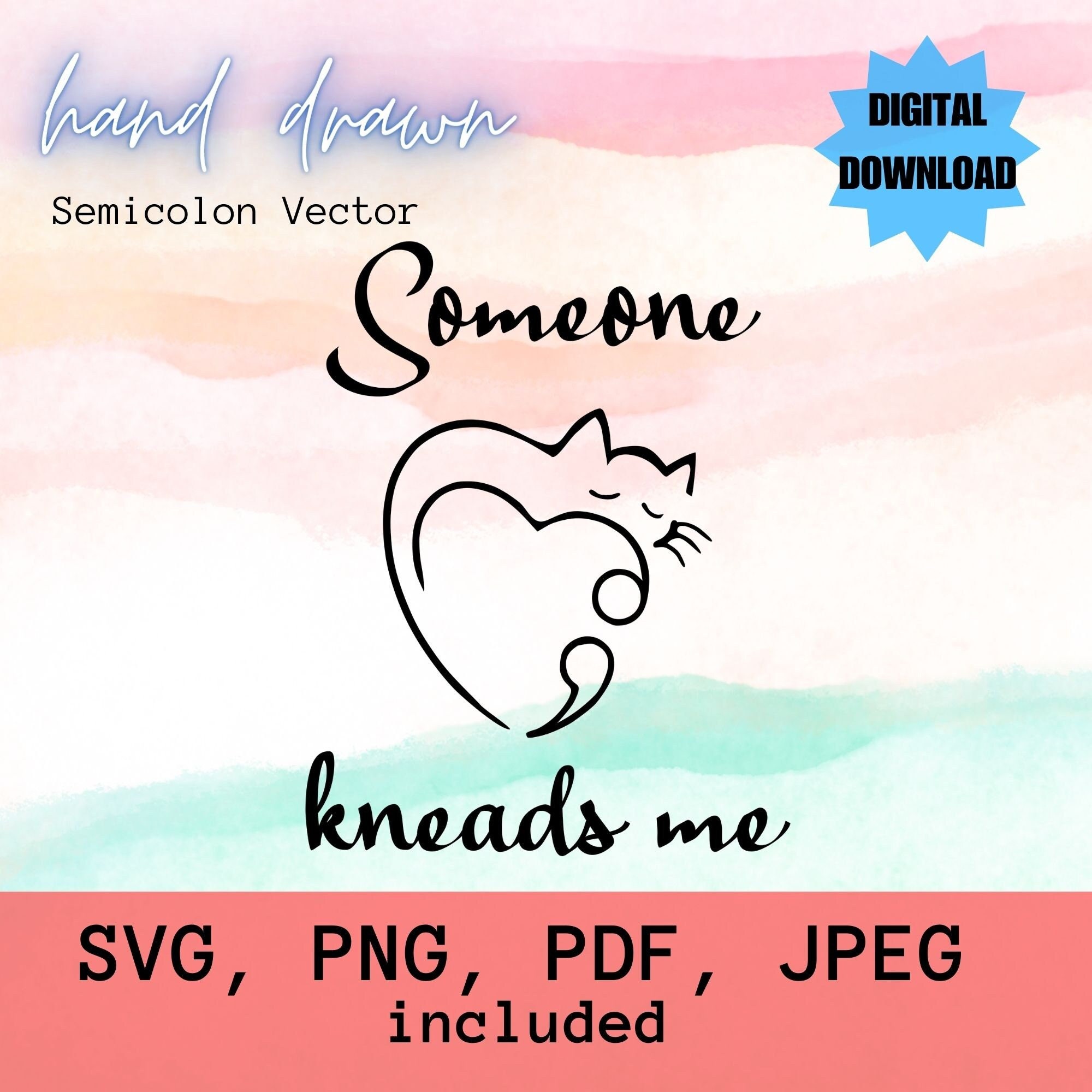 Semicolon Cute Cat SVG Cut File Download / Vinyl & Craft Cutting ...