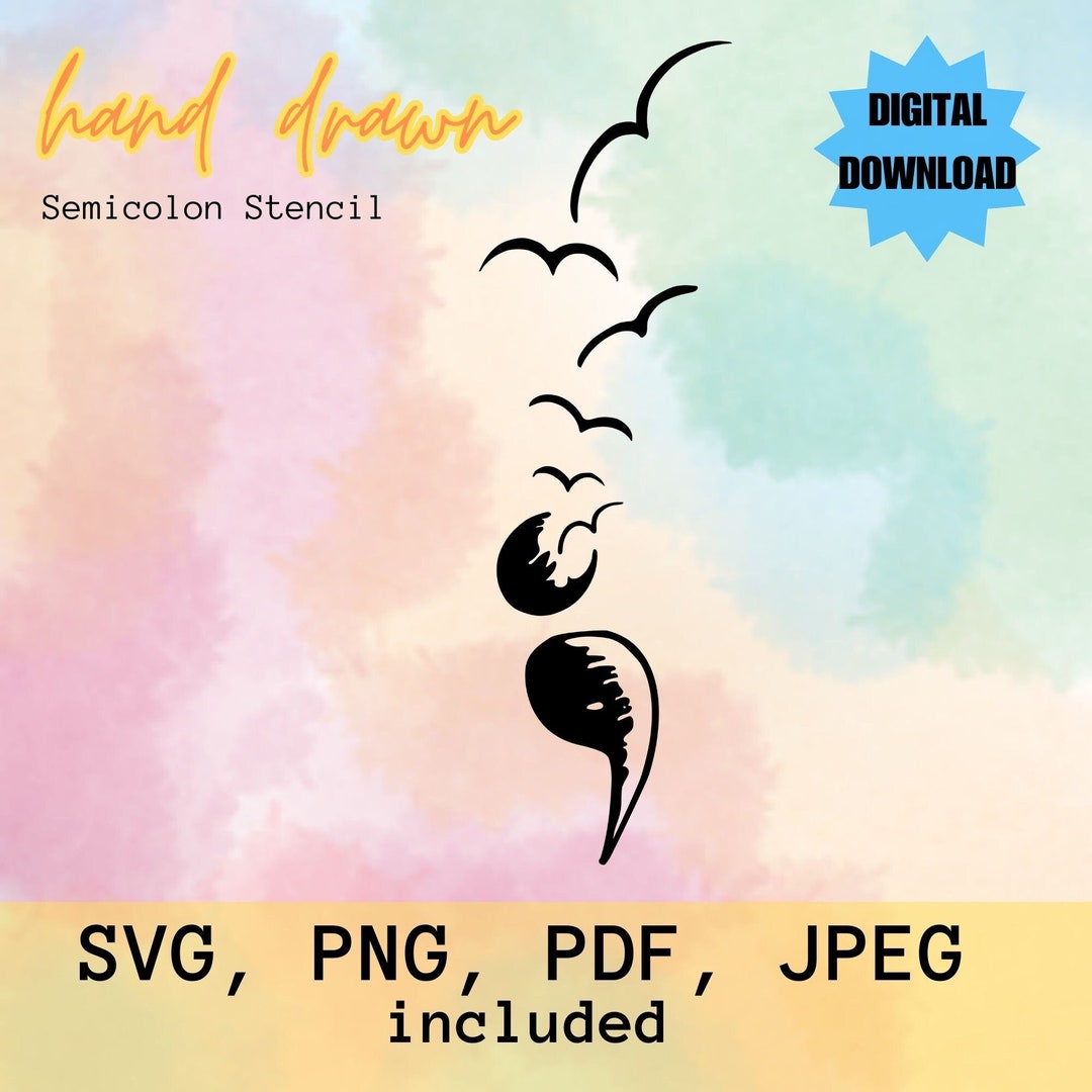 Semicolon SVG Cut File/ Vinyl & Craft Cutting, Die Cut Stencil ...