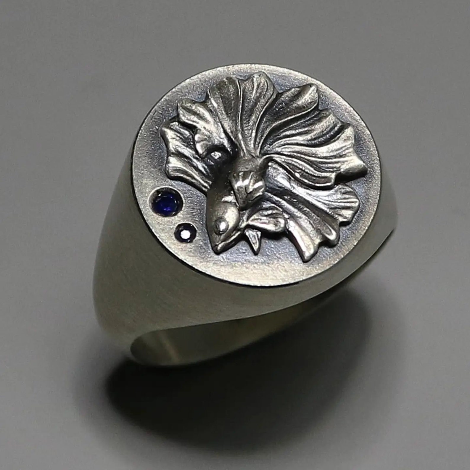 Betta Fish Signet Ring | 925 Sterling Silver Fish Ring | Womens Ring ...