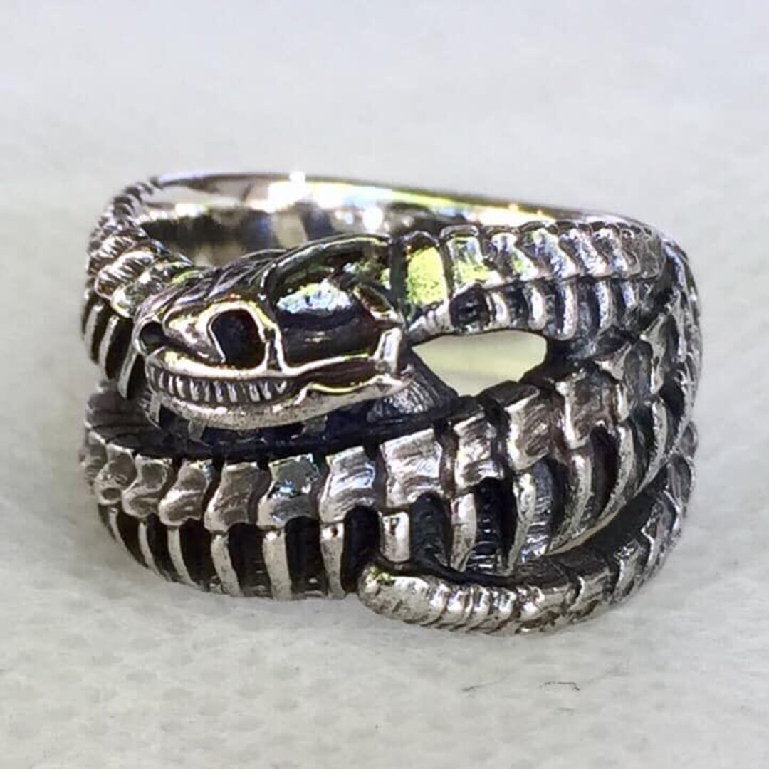 925 Sterling Silver Skull Snake Ring, Gothic Biker Jewelry - Etsy