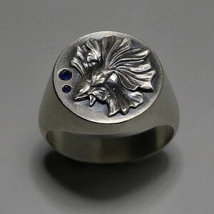 Betta Fish Signet Ring | 925 Sterling Silver Fish Ring | Womens Ring ...