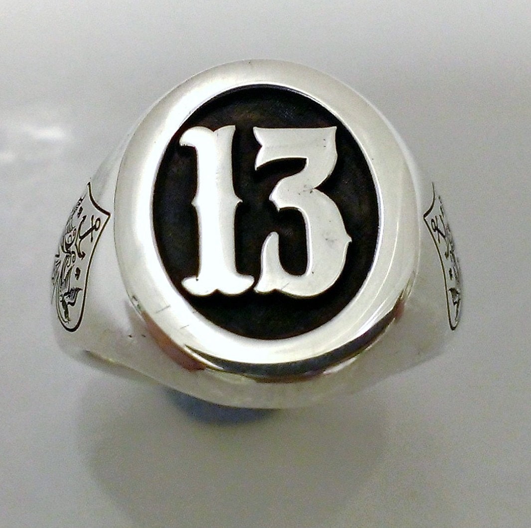 Mens Lucky Number Ring, Men 13 Ring, Thirteen Ring Sterling Silver Ring ...