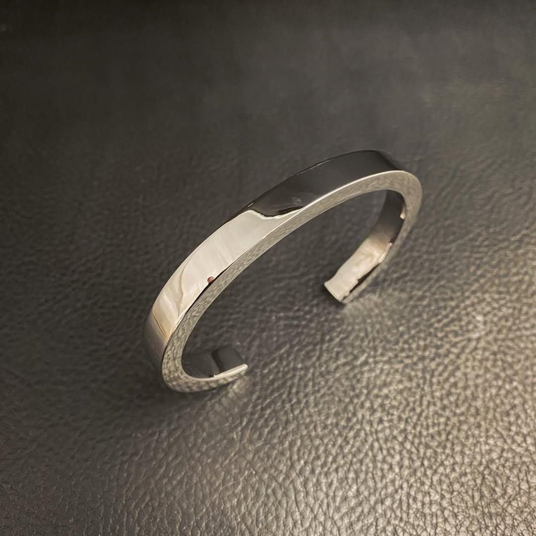925 Sterling Silver Cuff Bracelet - Mens Bangle, Custom Size - Etsy
