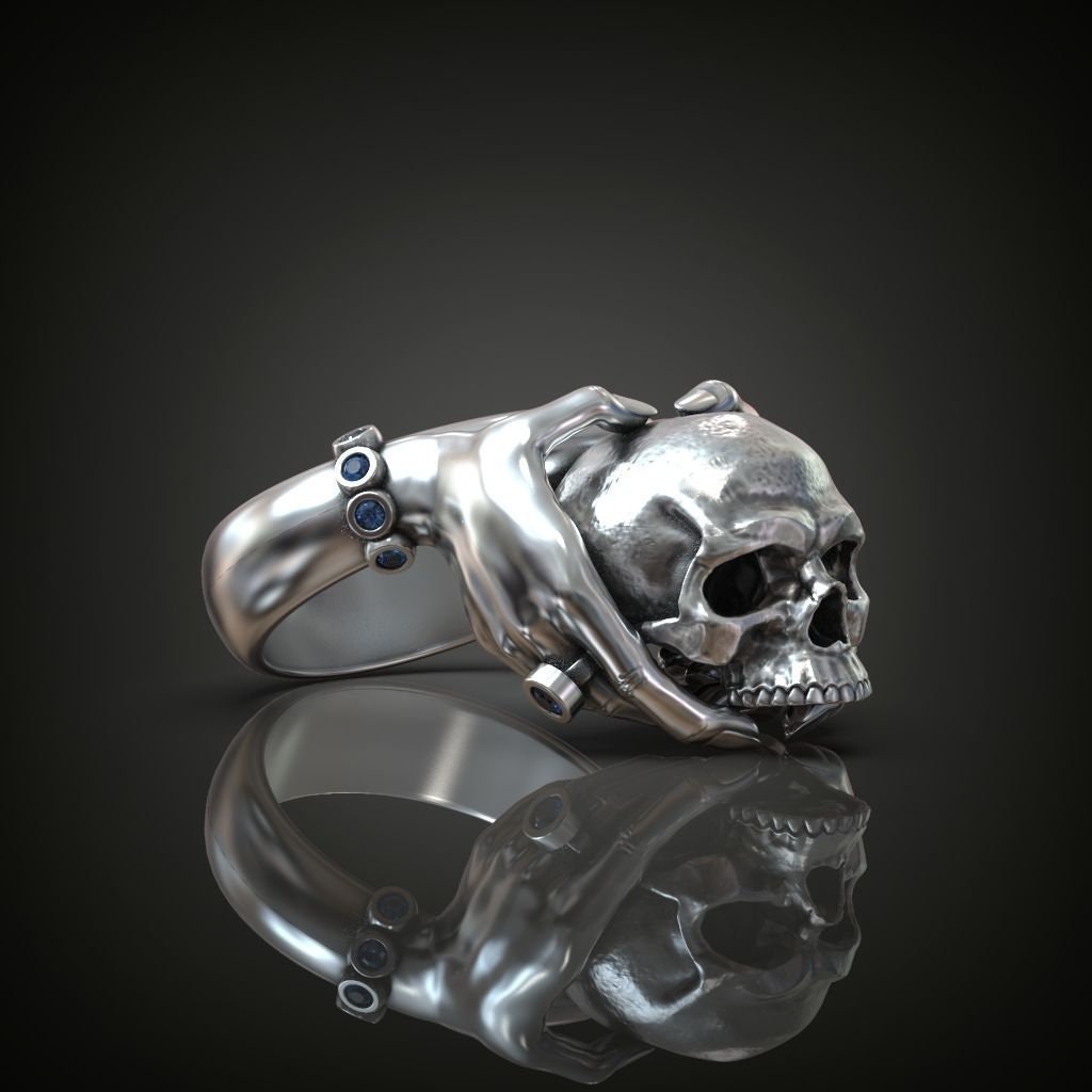Skull Ring Handmade Skull Ring Gothic Jewelry Lady Hand Skull Ring 925 ...