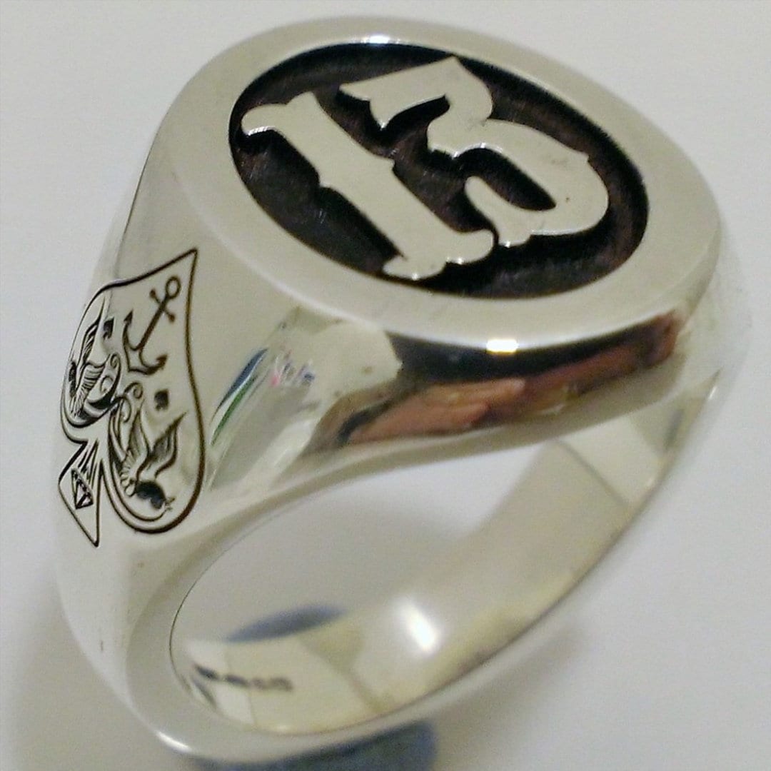 Mens Lucky Number Ring, Men 13 Ring, Thirteen Ring Sterling Silver Ring ...