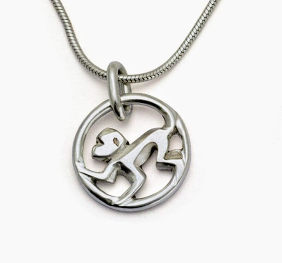 Monkey Charm, Monkey Pendant, Monkey Necklace, 925 Sterling Silver ...