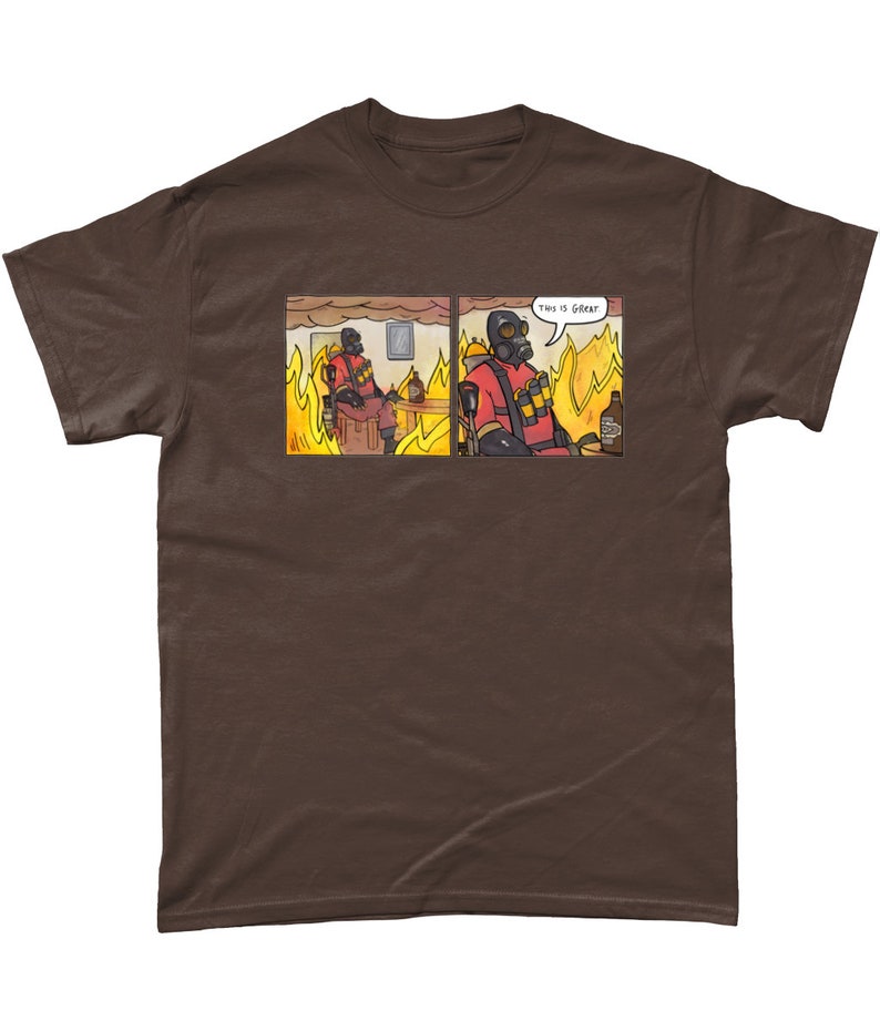 TF2 Pyro 'this is Fine' Parody Tee - Etsy