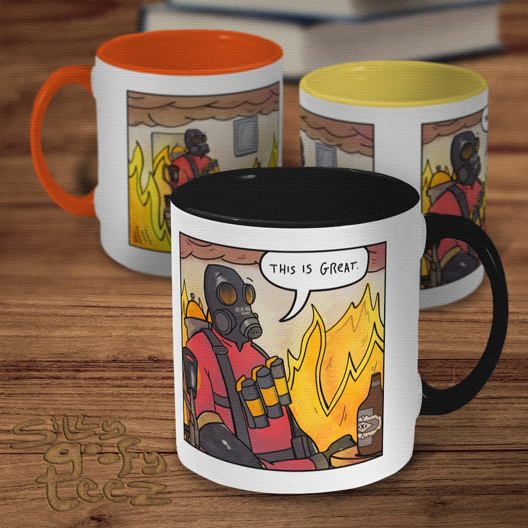 TF2 Pyro - "this is Fine" Parody / 2-tone Mug - Etsy