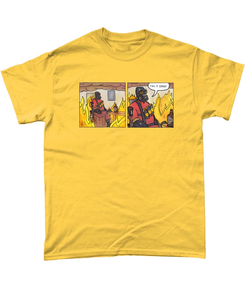 TF2 Pyro 'this is Fine' Parody Tee - Etsy