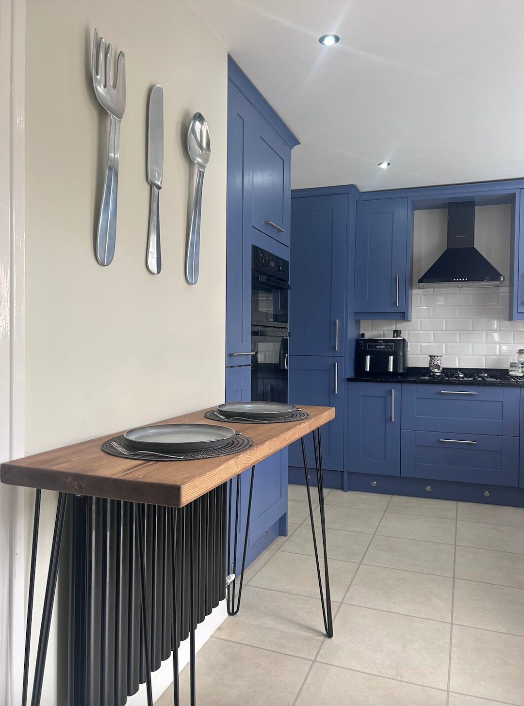 Tall Breakfast Table Bar Rectangular Chunky Wooden Countertop and ...