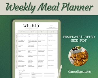 Weekly Meal Planner | Meal Planner | Printable Planner | Minimalist ...