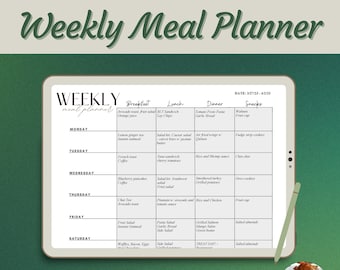 Weekly Meal Planner | Food Planner | Printable Planner | Minimalist ...