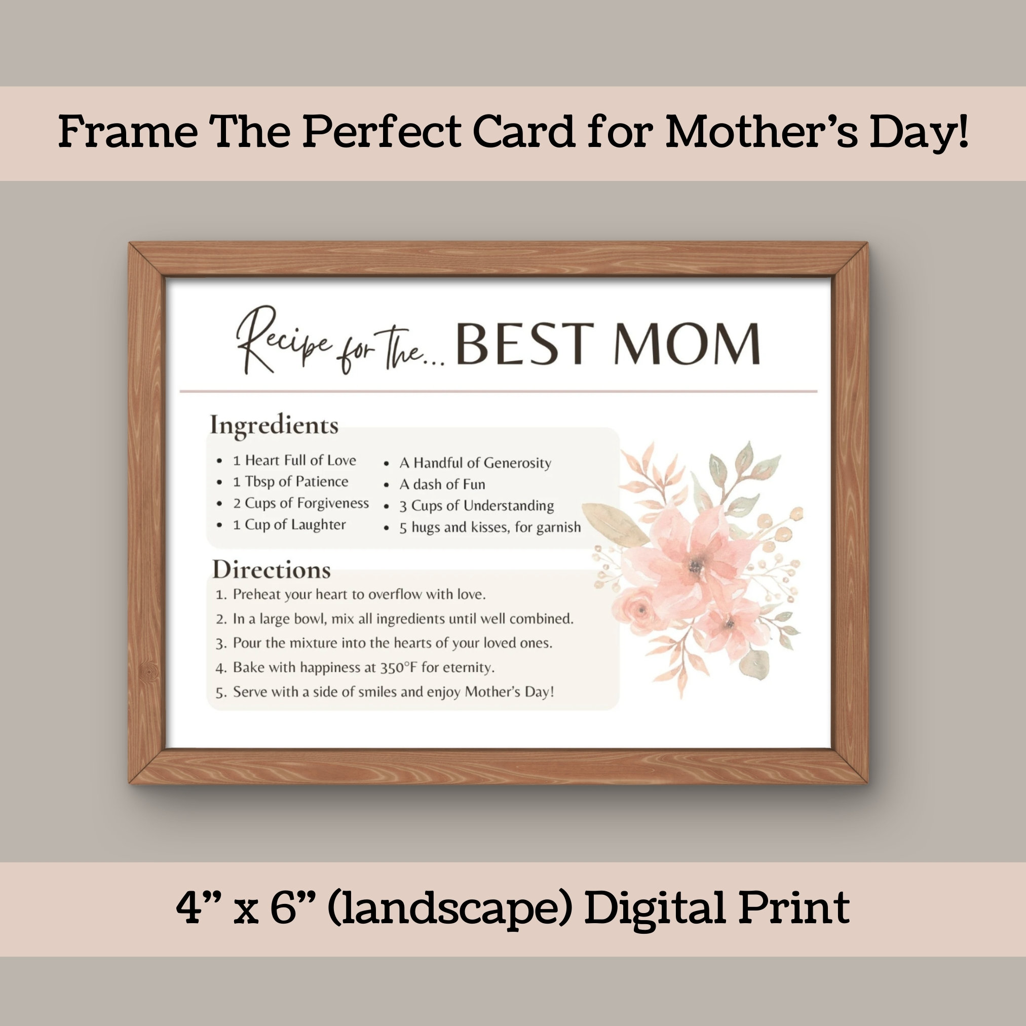 Mother’s Day Recipe Card | Best Mom | Digital Print | Mom’s Recipe ...
