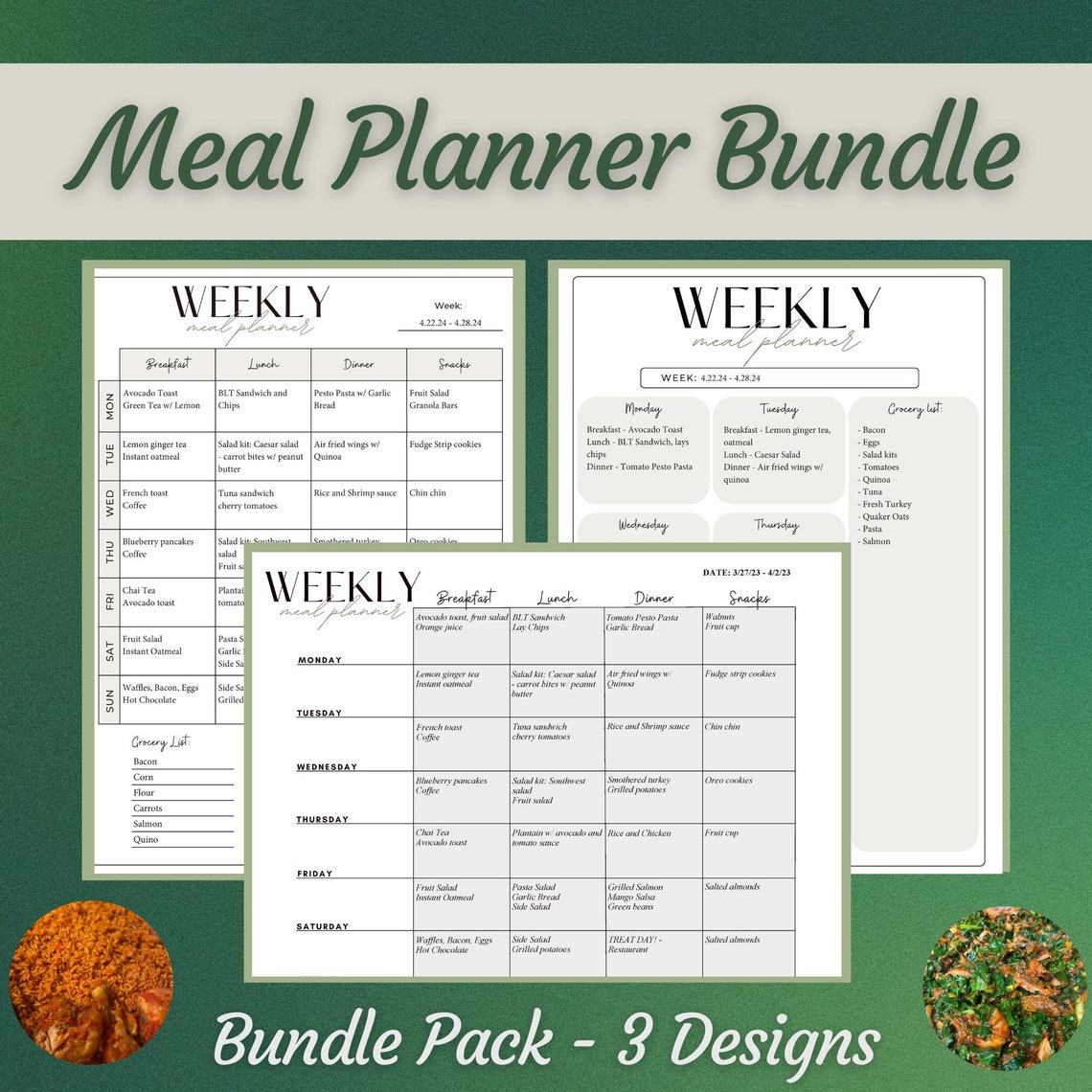 Meal Planner Bundle | Weekly Planner | Printable Planner | Minimalist ...