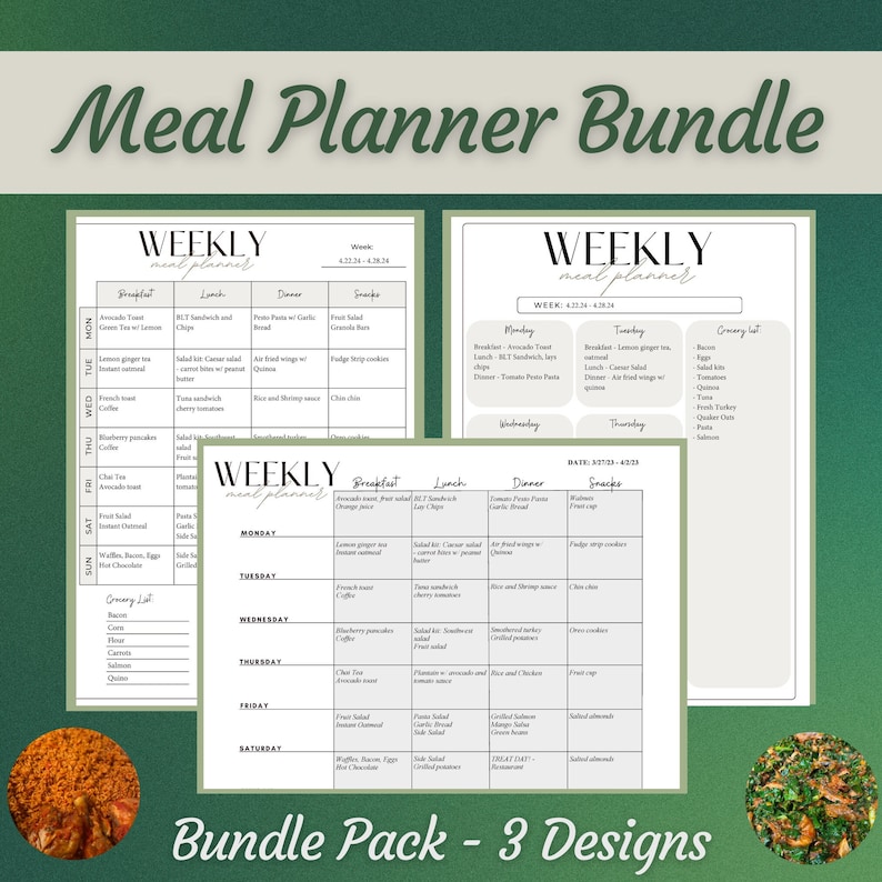 Meal Planner Bundle | Weekly Planner | Printable Planner | Minimalist ...