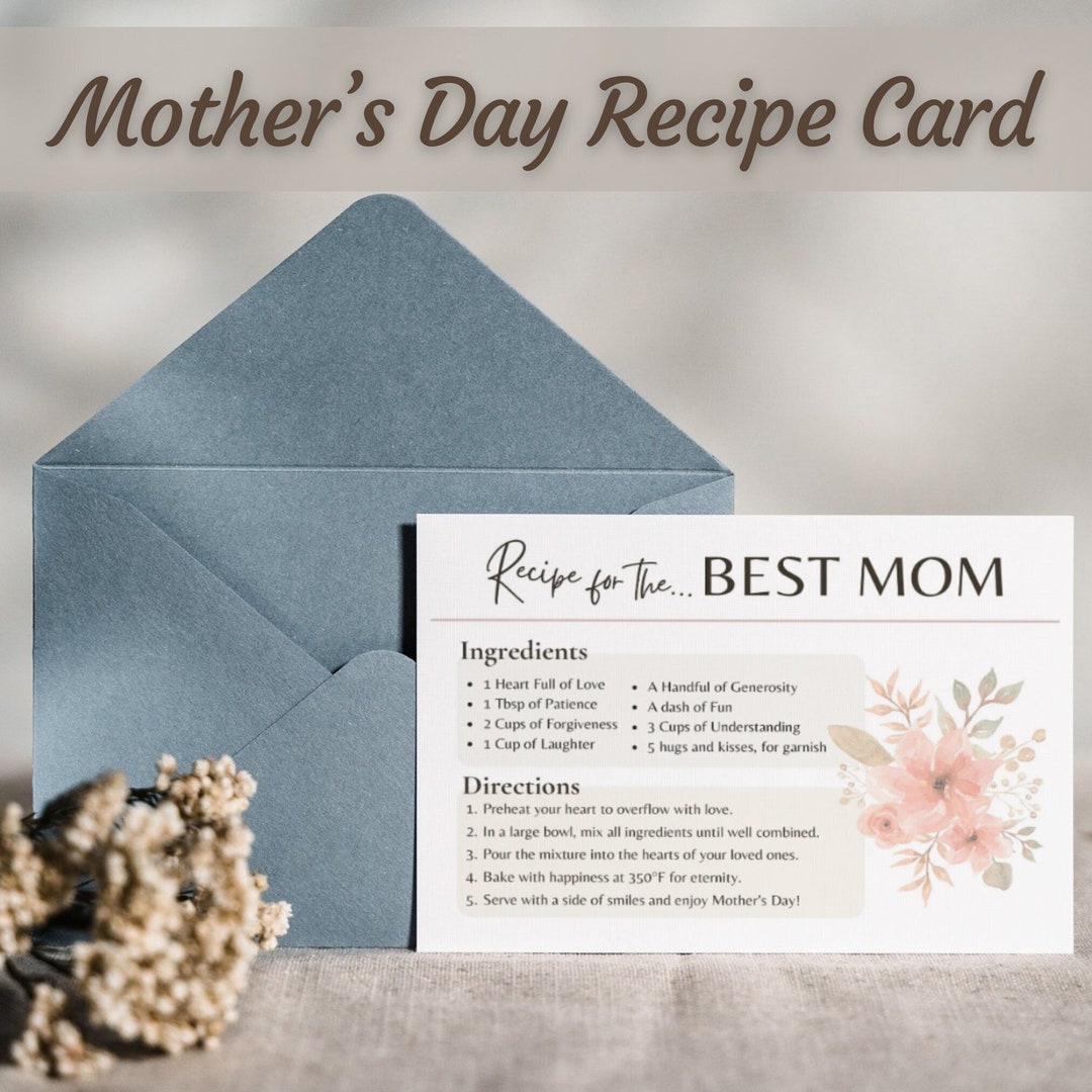 Mother’s Day Recipe Card | Best Mom | Digital Print | Mom’s Recipe ...