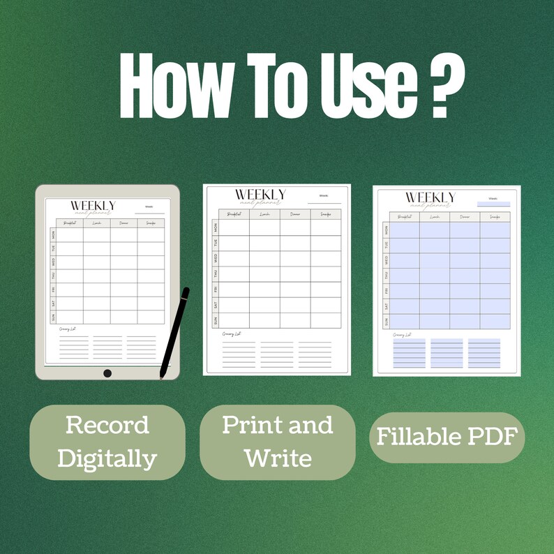 Weekly Meal Planner Food Planner Printable Planner Minimalist Template ...