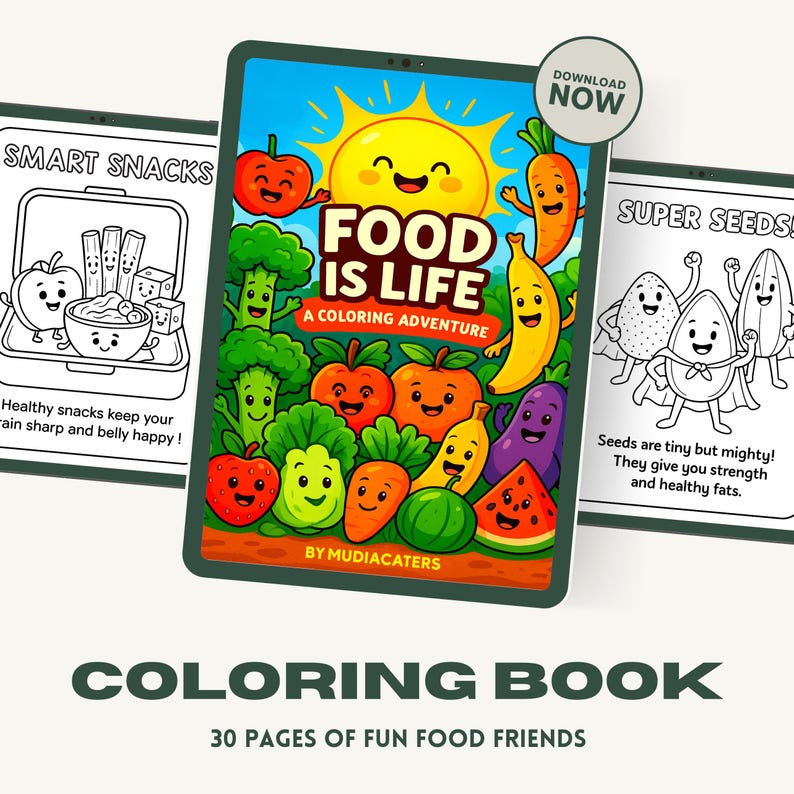 Kids Healthy Eating Coloring Book | Food is Life | Digital Download ...