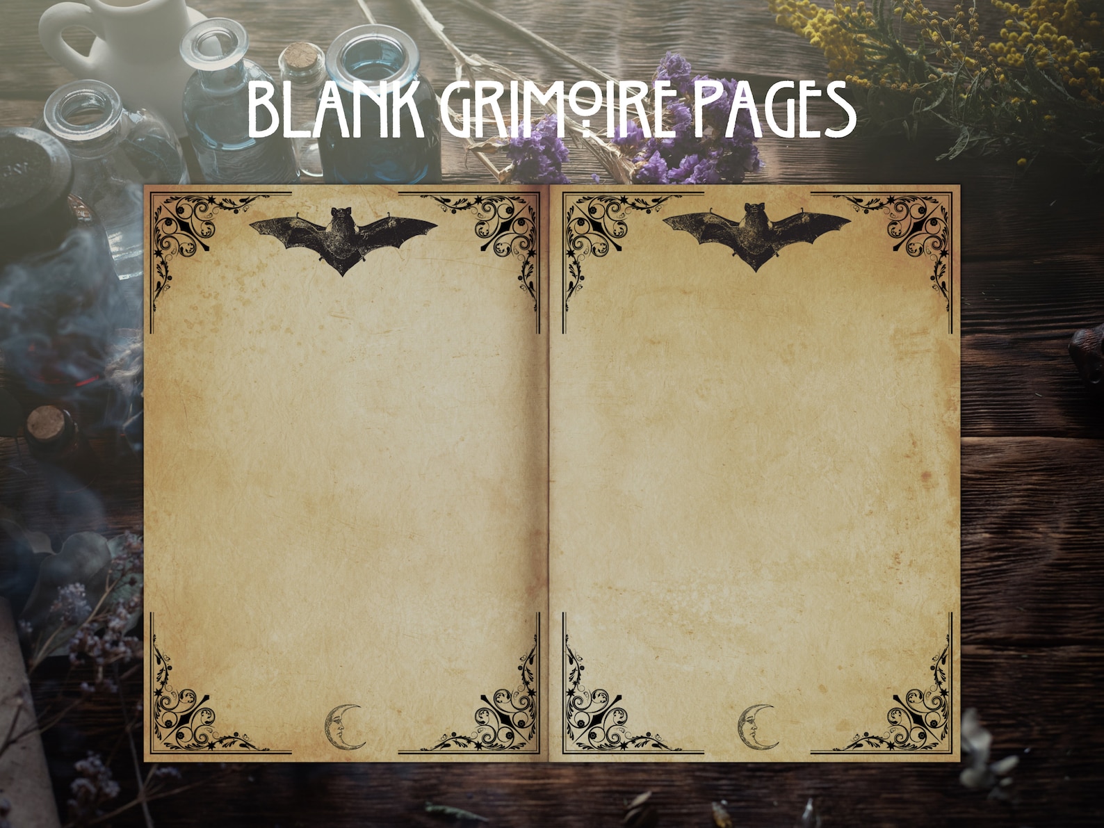 Printable Blank Grimoire Pages: Book of Shadows Templates (digital ...