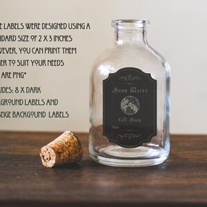 Printable Moon Water Labels 8 Lunar Phases includes Transitional Phases ...