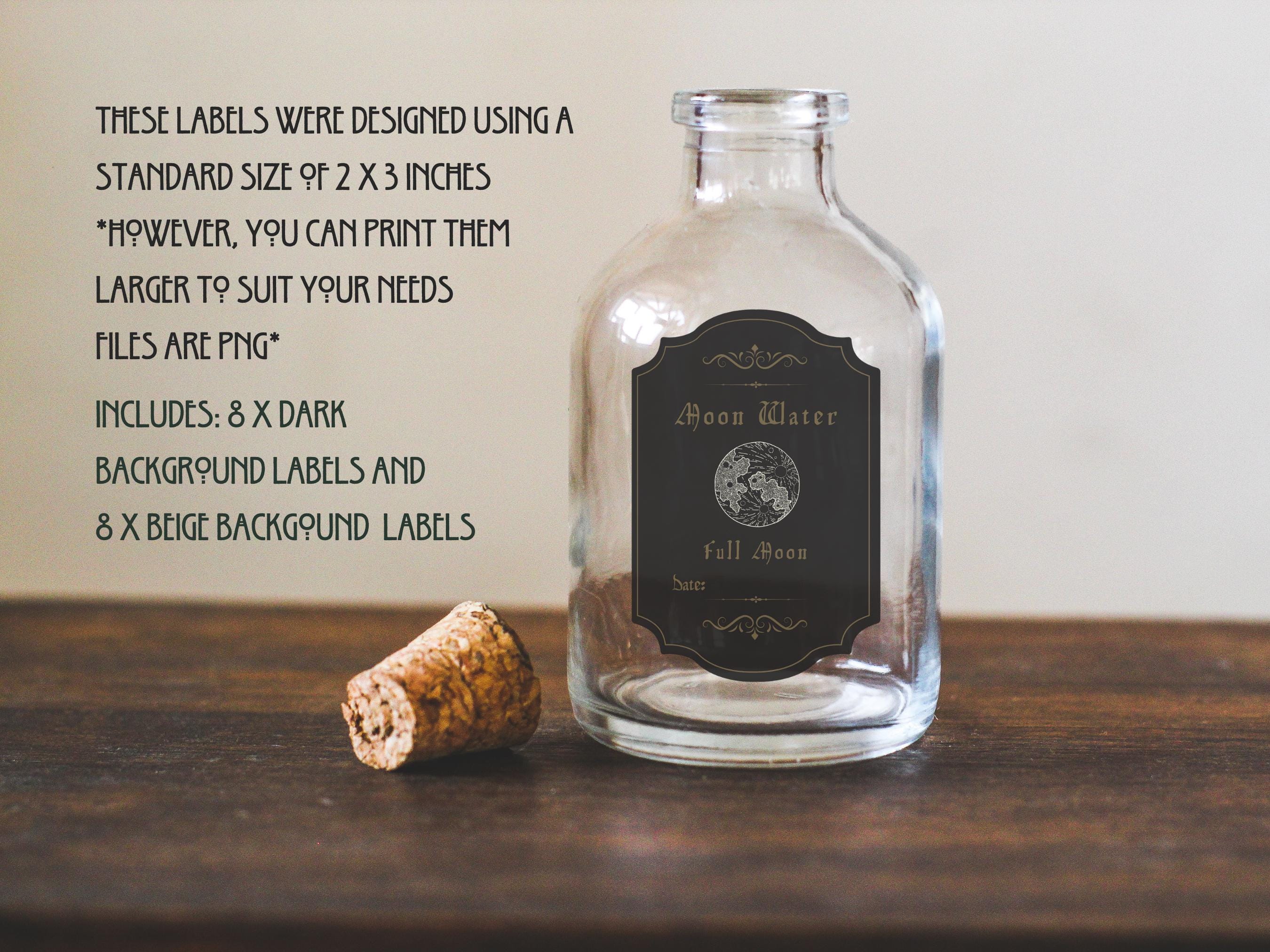 Printable Moon Water Labels | 8 Lunar Phases (includes Transitional ...