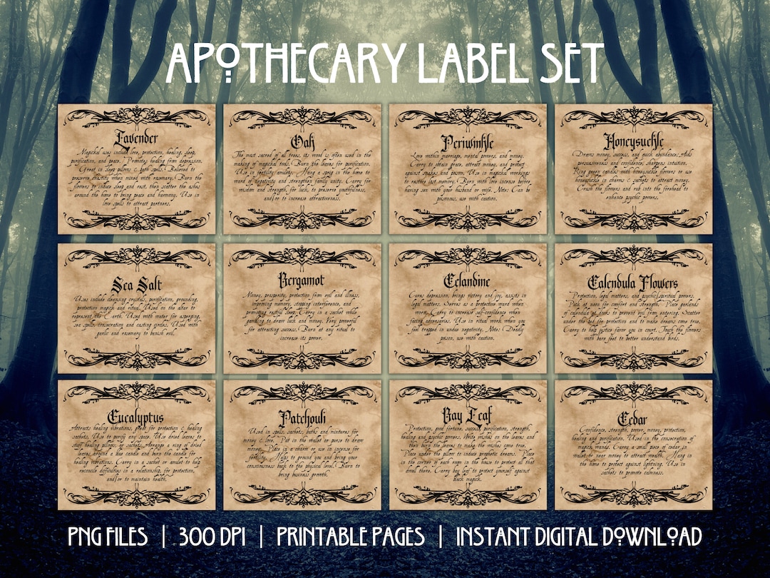 74 Printable Apothecary Labels | Herbal Info Cards | Digital Download ...