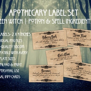 97 Green Witch Apothecary Labels: Herbs, Spices, Potions (digital Files ...
