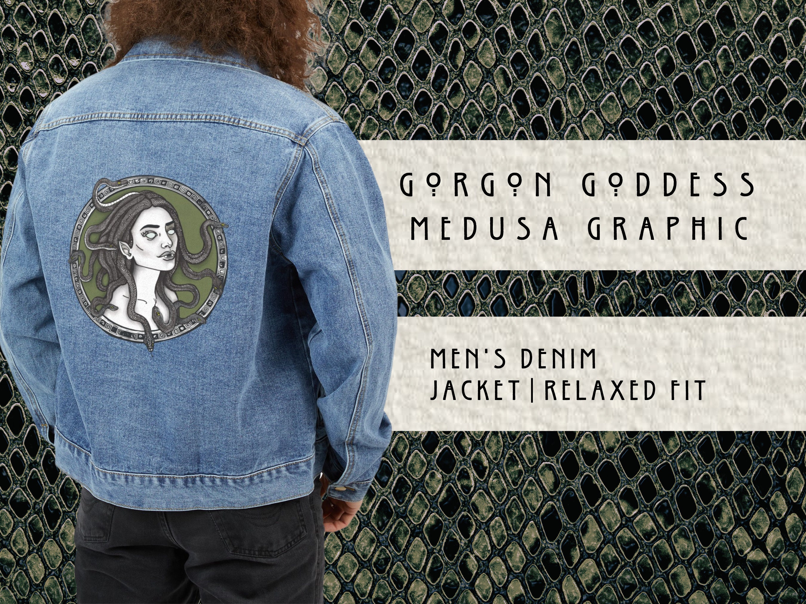 Medusa Gorgon Goddess Men's Denim Jacket | Relaxed Fit - Etsy