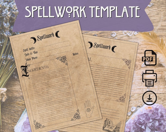 Printable Spell Bottle Record Sheet: Grimoire Template (digital ...