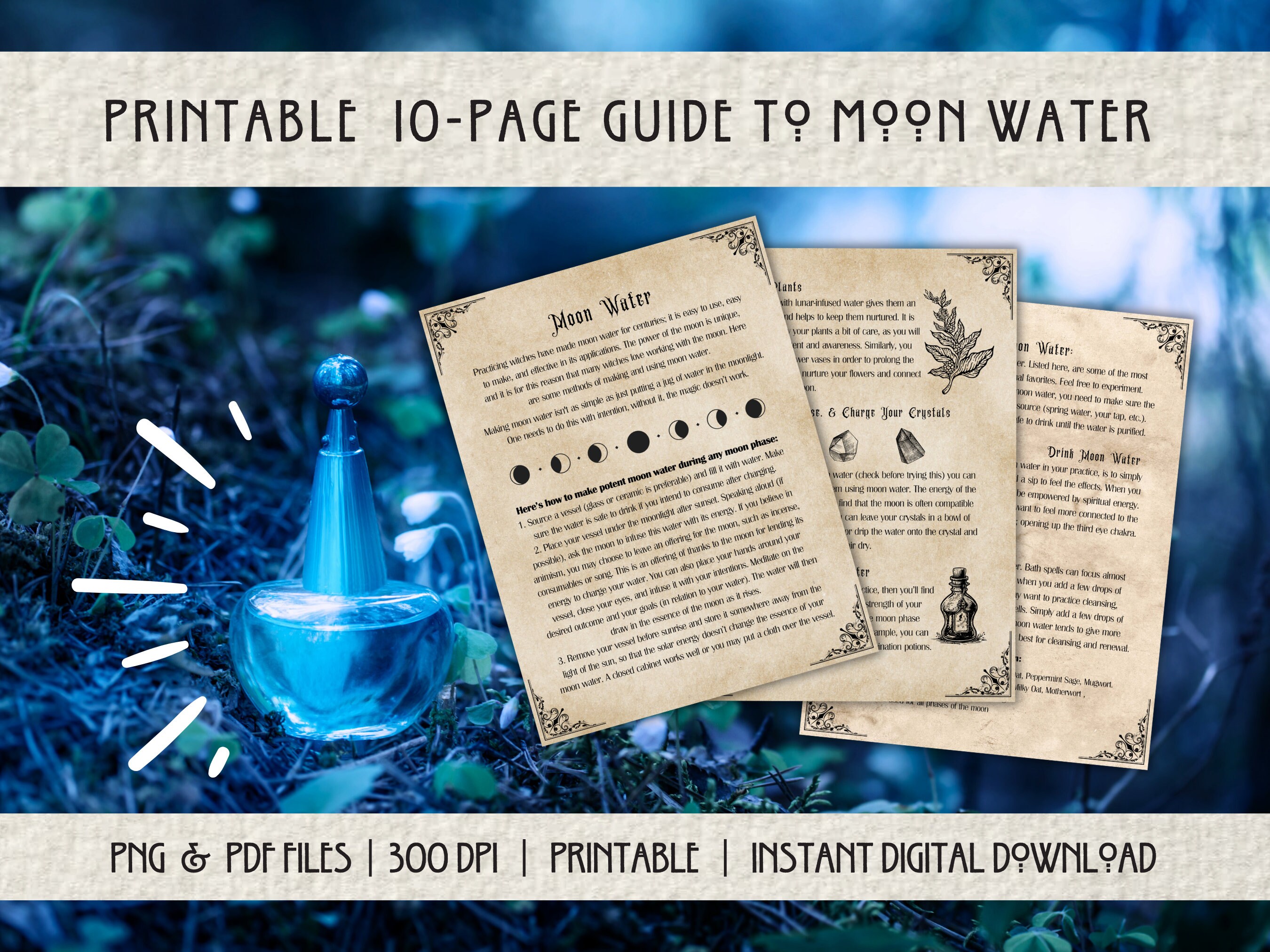 Printable 10-page Moon Water Guide | PNG & PDF Files | Witchcraft ...