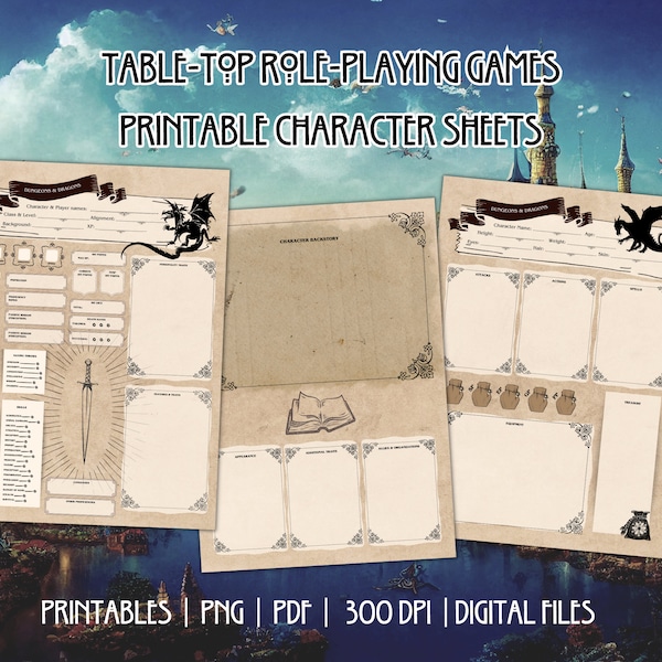 Dnd Character Sheets Png - Etsy