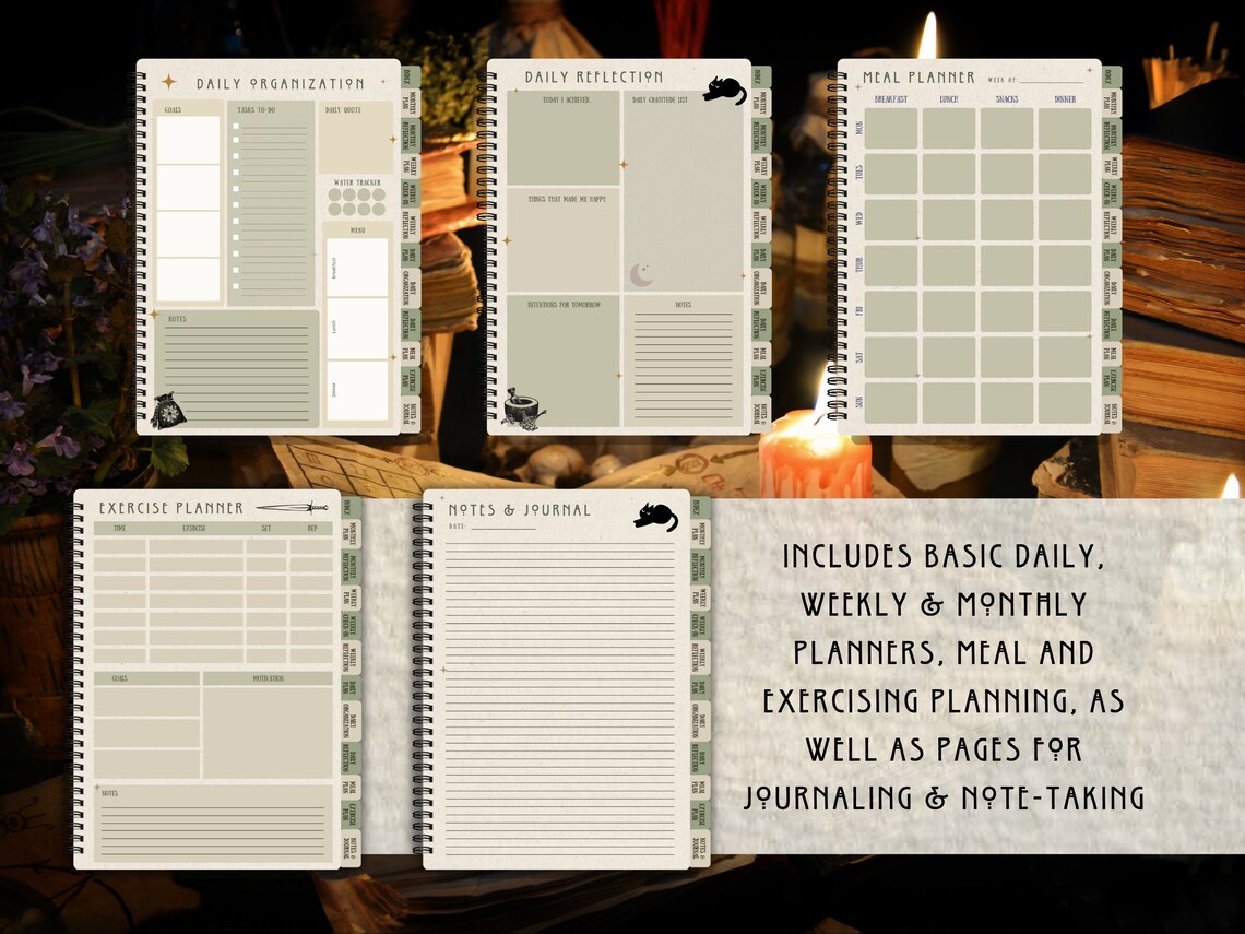 Witch-themed Digital Planner: Minimal Undated PDF (goodnotes ...