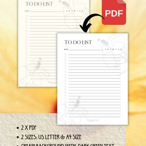 Printable to Do Lists | Line Art Hibiscus Flower Illustration | Minimal ...