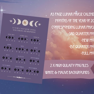 Printable Lunar Phase Calendar for Southern Hemisphere - Etsy
