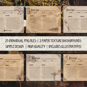 Printable Kitchen Witch Recipe Cards: Vintage Texture (PNG & PDF) - Etsy
