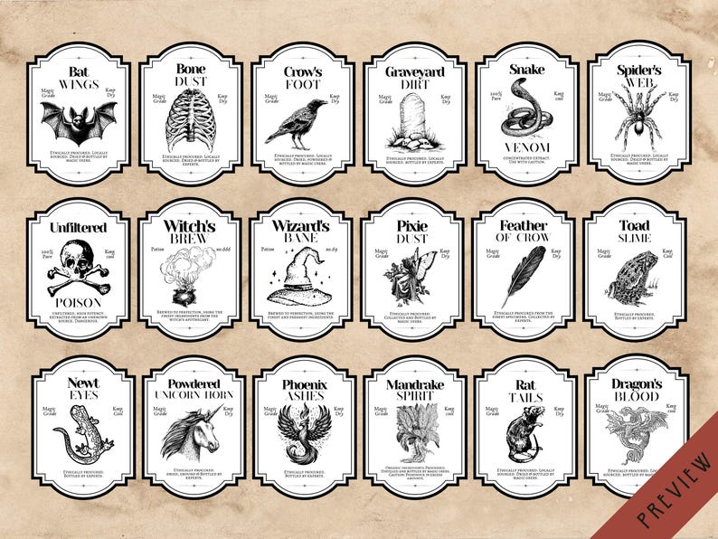Printable Apothecary Label Set for Halloween | 3.78 X 5.23 Inches ...