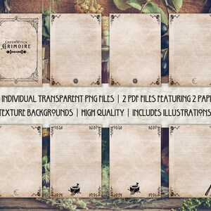 Printable Green Witch Grimoire Pages | Blank & Lined | PDF and PNG ...