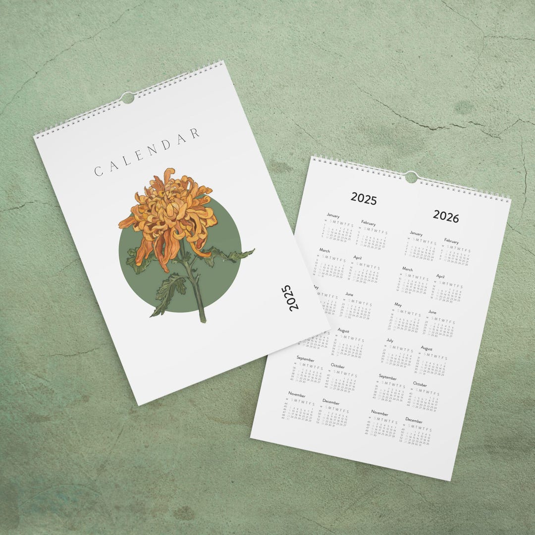 Wall Calendar 2025 | Botanical Artwork | Vertical Monthly Calendar ...